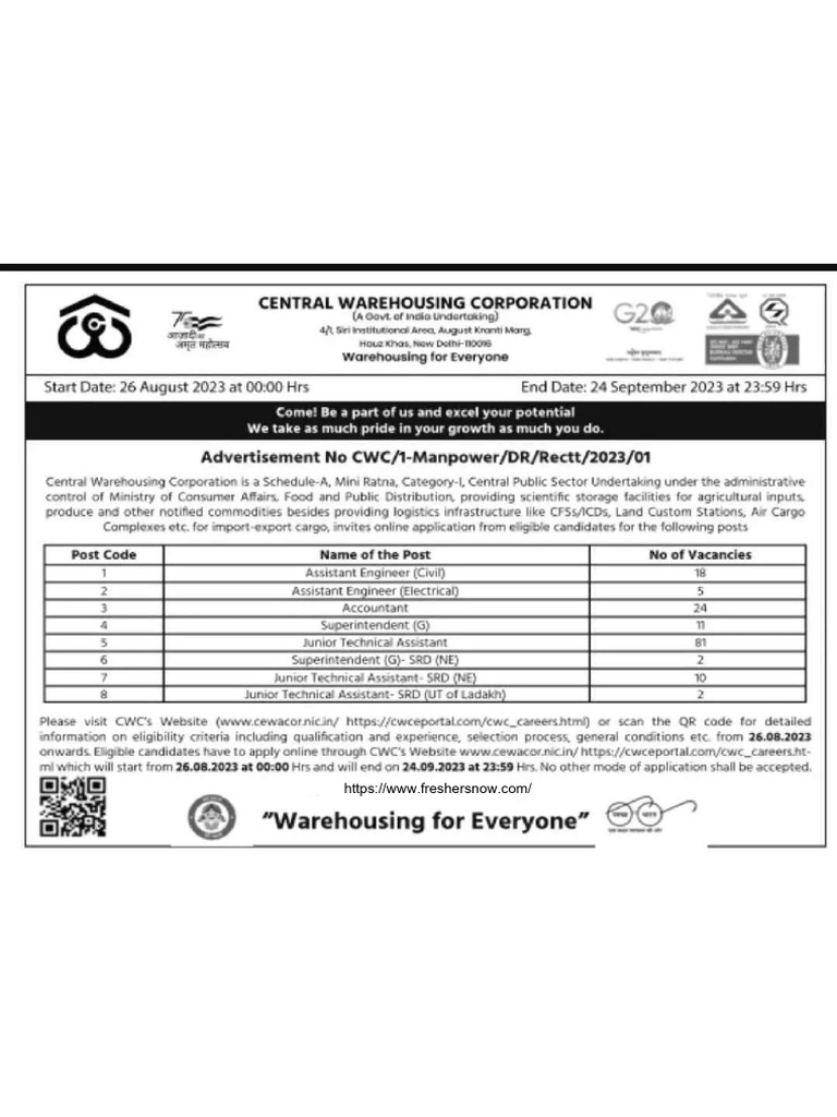 CWC JTA, Assistant Engineer, Accountant & Other Vacancies | PDF