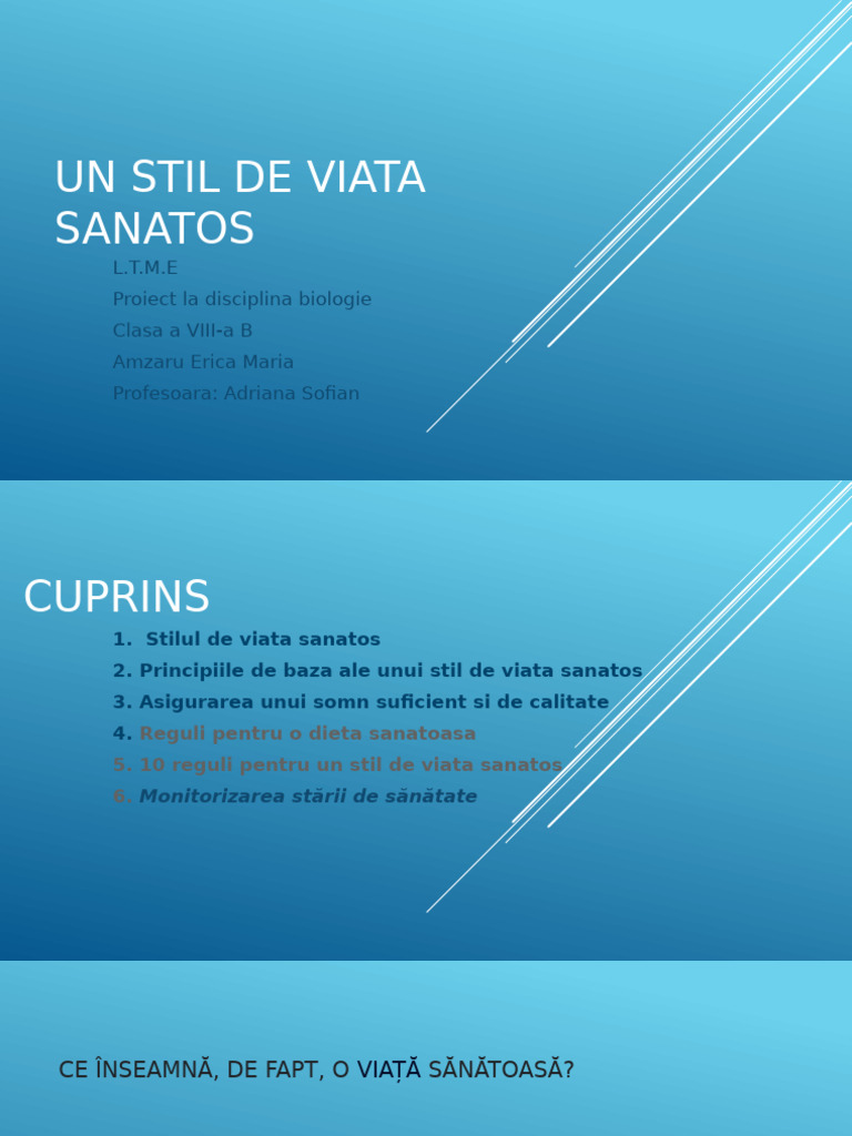 Un Stil de Viata Sanatos | PDF