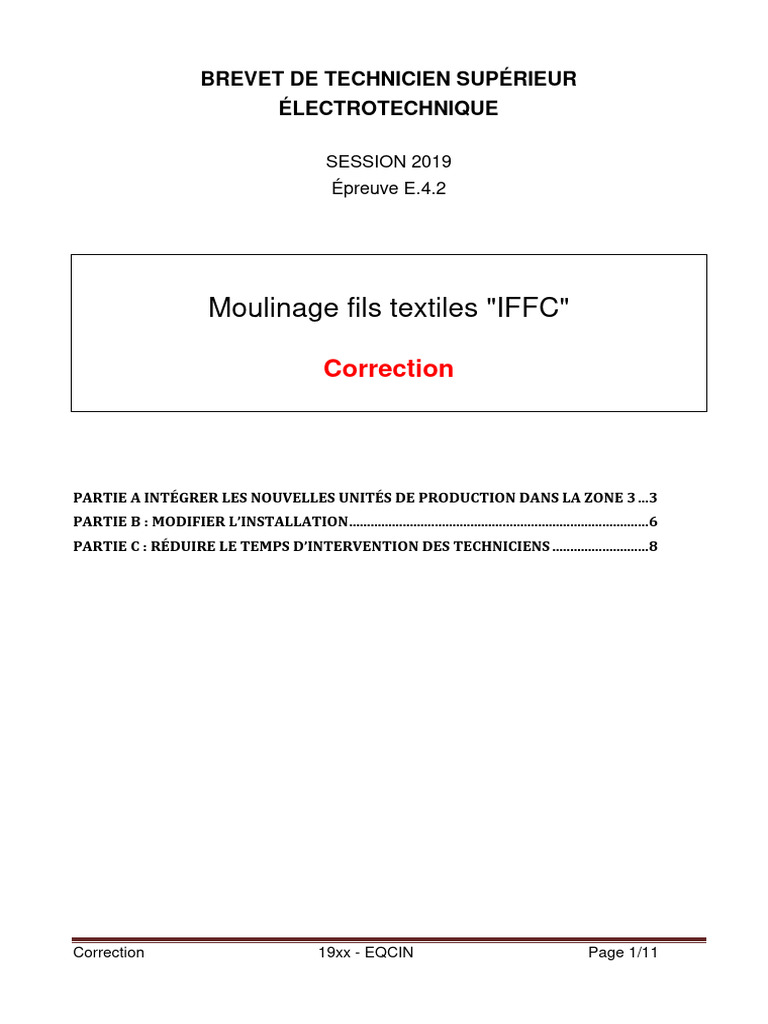 Bts 2019 E42 Bts Elec 2019 Elements de Correction | PDF