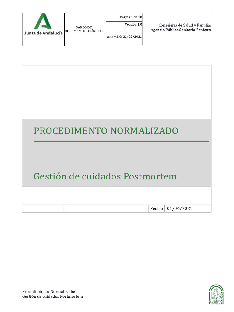 Protocolo Cuidados Postmortem 2021 Pdf