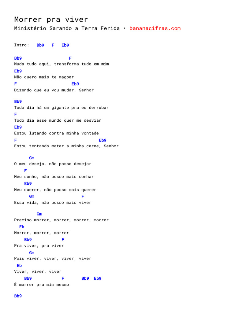 Morrer Pra Viver CIFRA Ministério Sarando A Terra Ferida | PDF