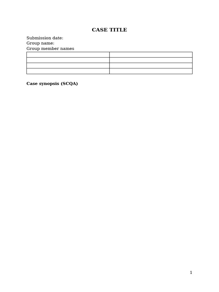 Case Write-Up Template | PDF