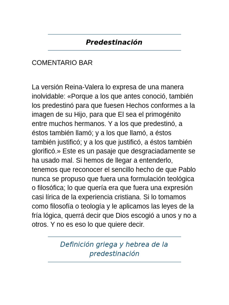 Predestinación | PDF | Jesús | Creencia religiosa y doctrina