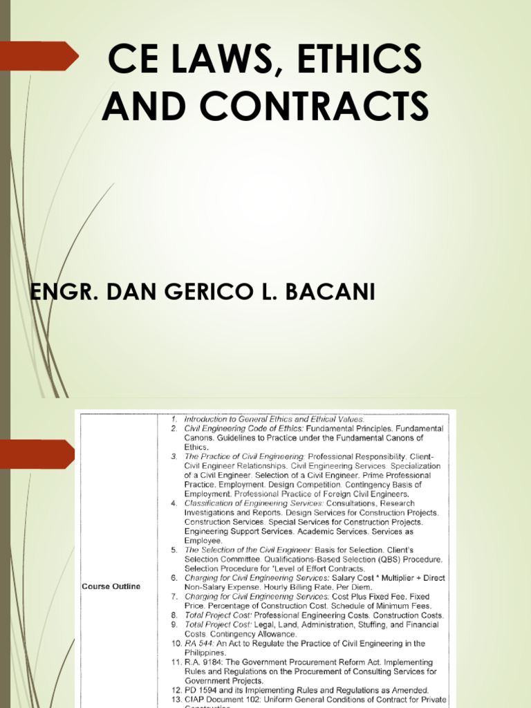 CE Laws Ethics Procurement and Contract Admin Reviewer | PDF