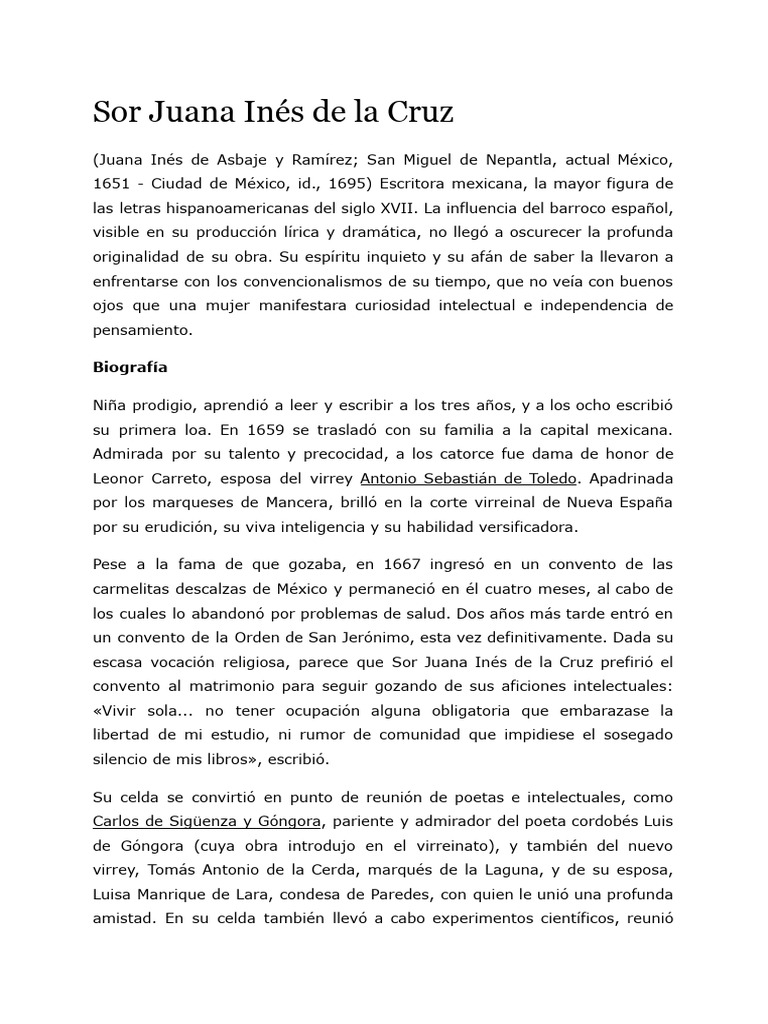 Sor Juana Inés de La Cruz | PDF