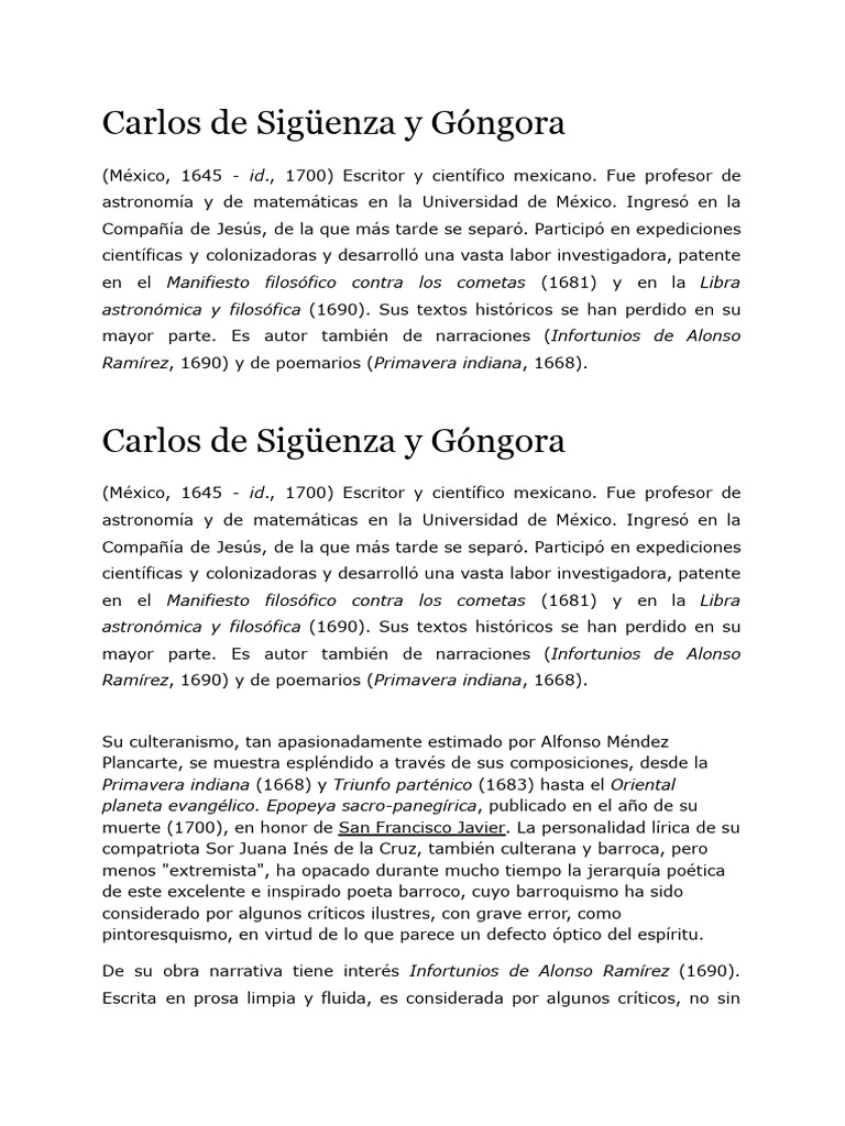 Carlos de Sigüenza y Góngora | PDF | Historia