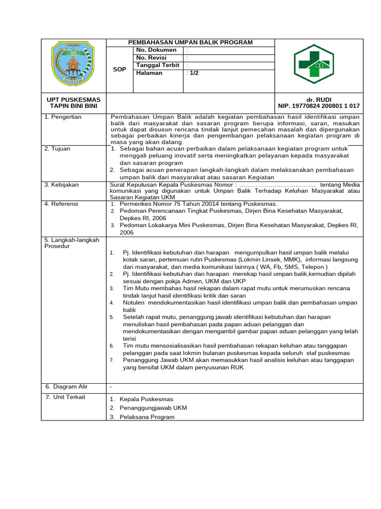 Sop Pembahasan Umpan Balik | PDF