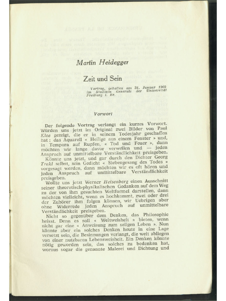 Heidegger - Zeit Und Sein - Converted Separato | PDF