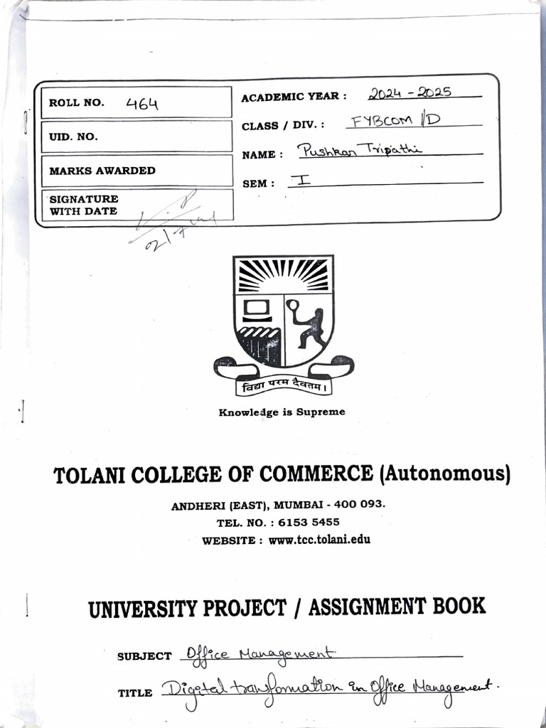 Office Management Assignment | PDF