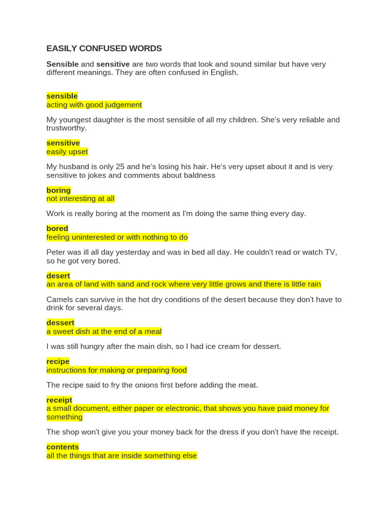 Easily Confused Words | PDF