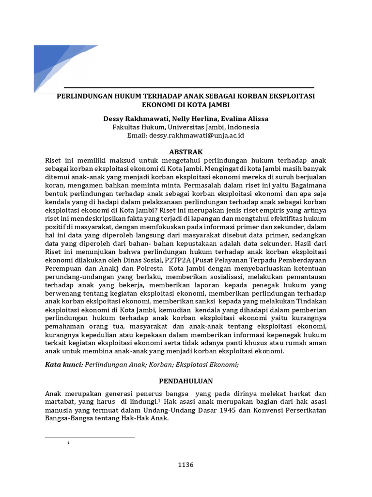 Perlindungan Hukum Terhadap Anak Sebagai Korban Ek | PDF