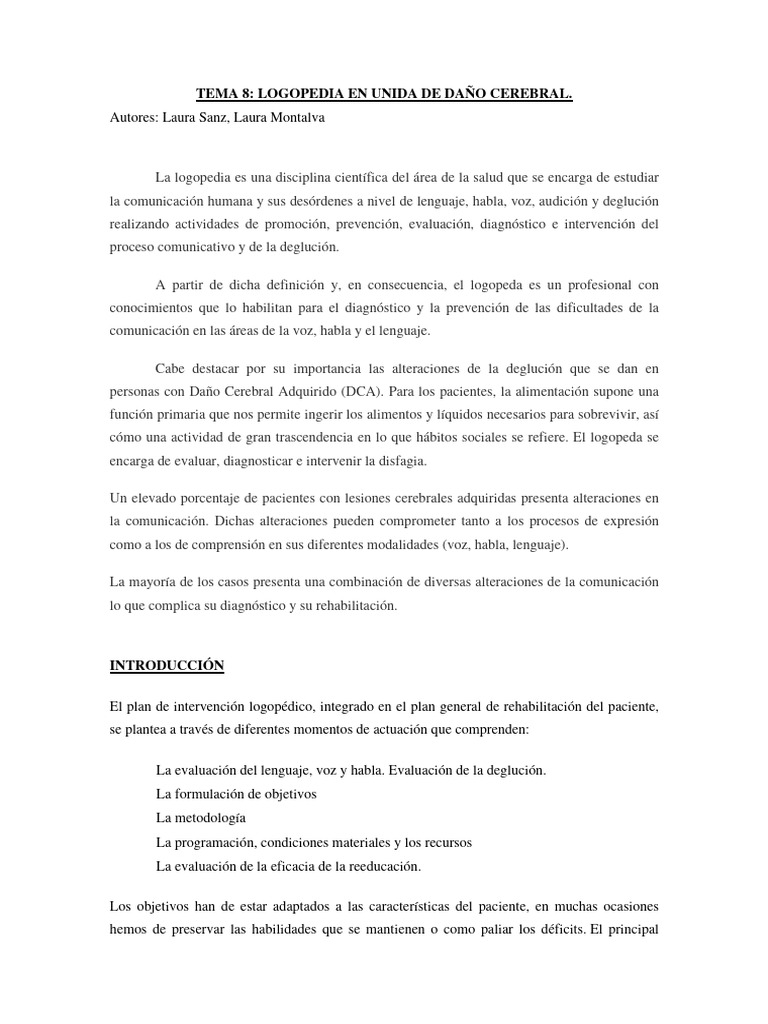 Tema 8 Logopedia 2023 | PDF