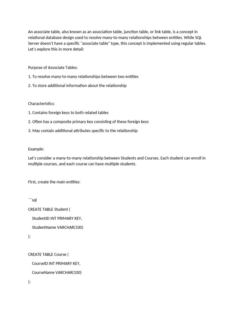 An Associate Table | PDF