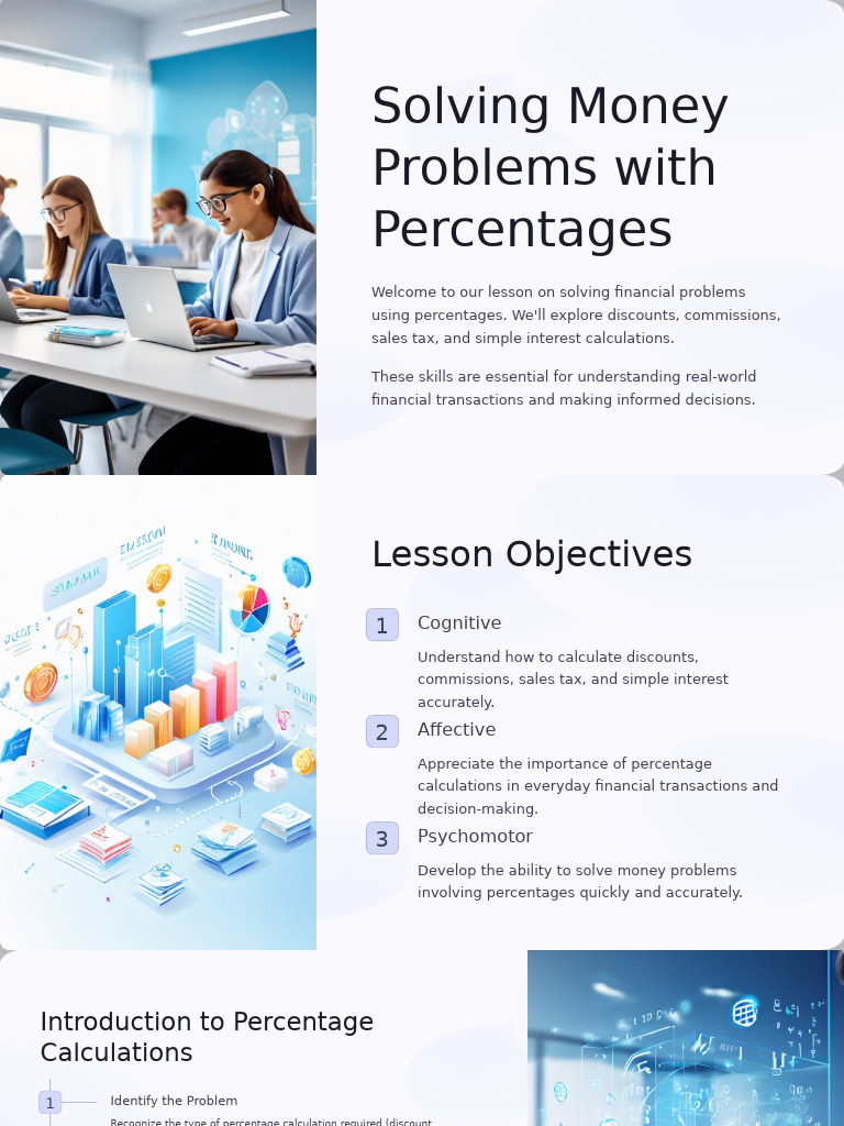 Solving Money Problems With Percentages | PDF