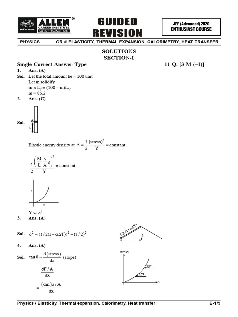 GR # 08 - Elasticity, Thermal Expansion, Calorimetry, Heat Transfer ...