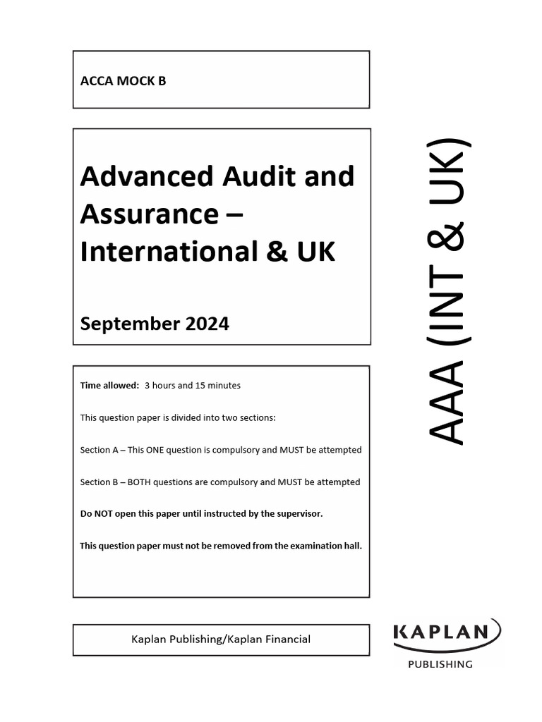 AAA Mock B - Questions S24 | PDF