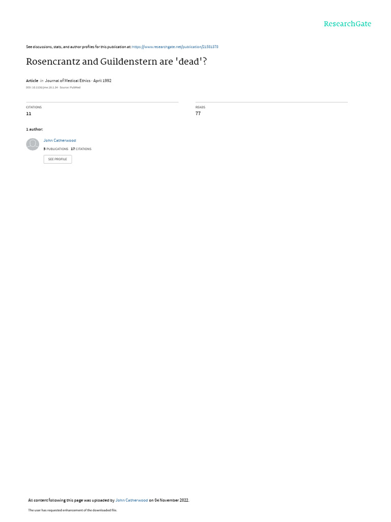 Rosencrantz and Guildenstern Are Dead | PDF | Consciousness | Intensive ...