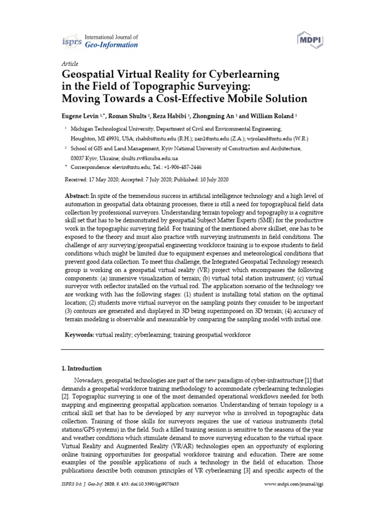Geospatial Virtual Reality For Cyberlearning in The Field of ...