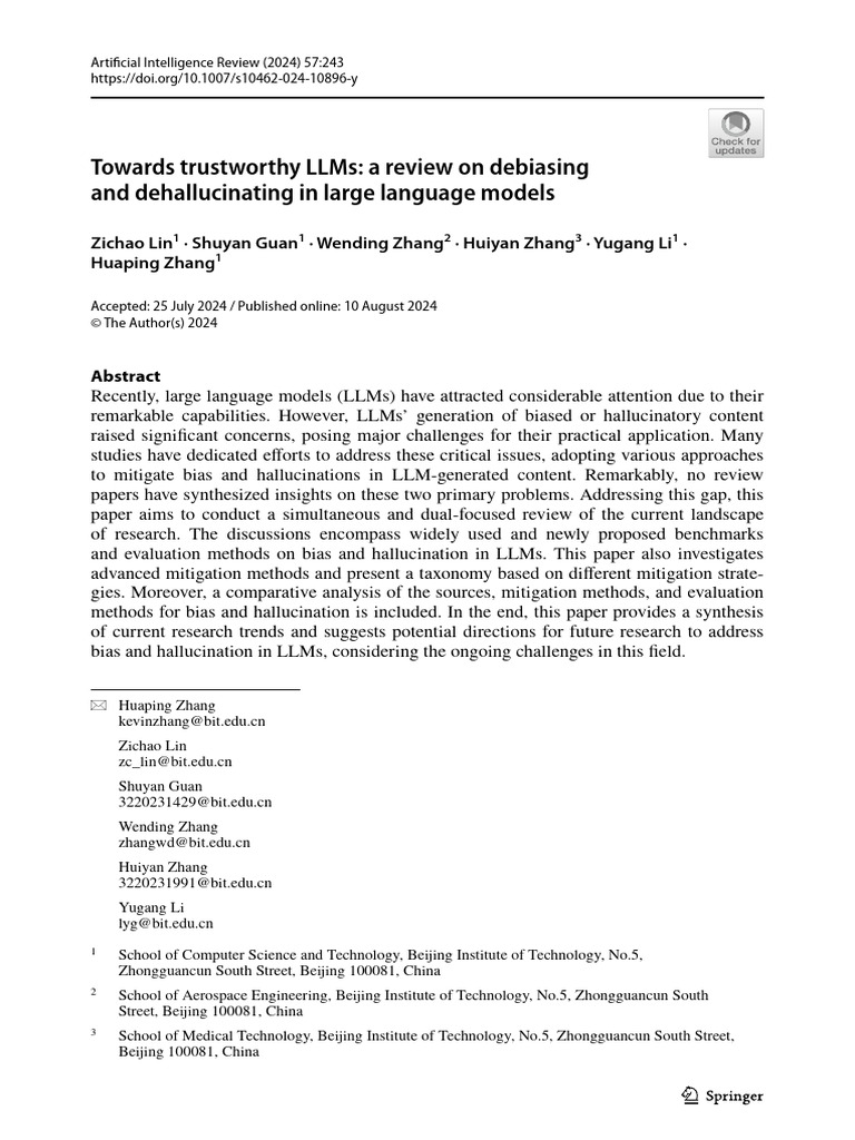 A Review On Debiasing and Dehallucinating in Large Language Models ...