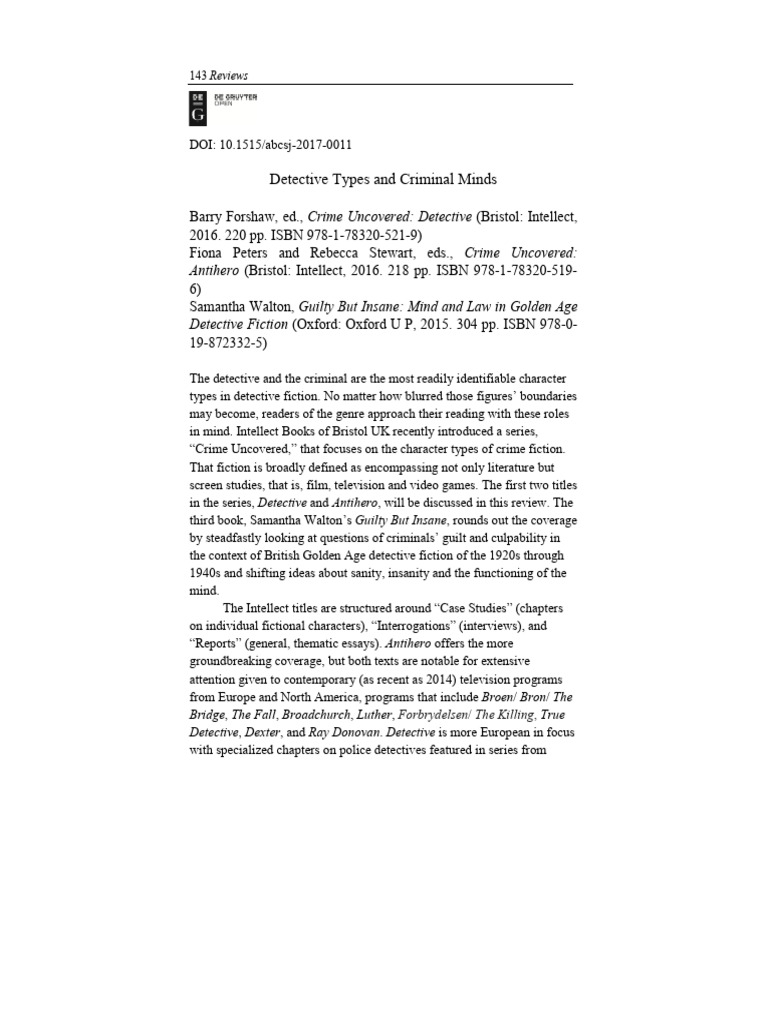 Detective Types and Criminal Minds | PDF