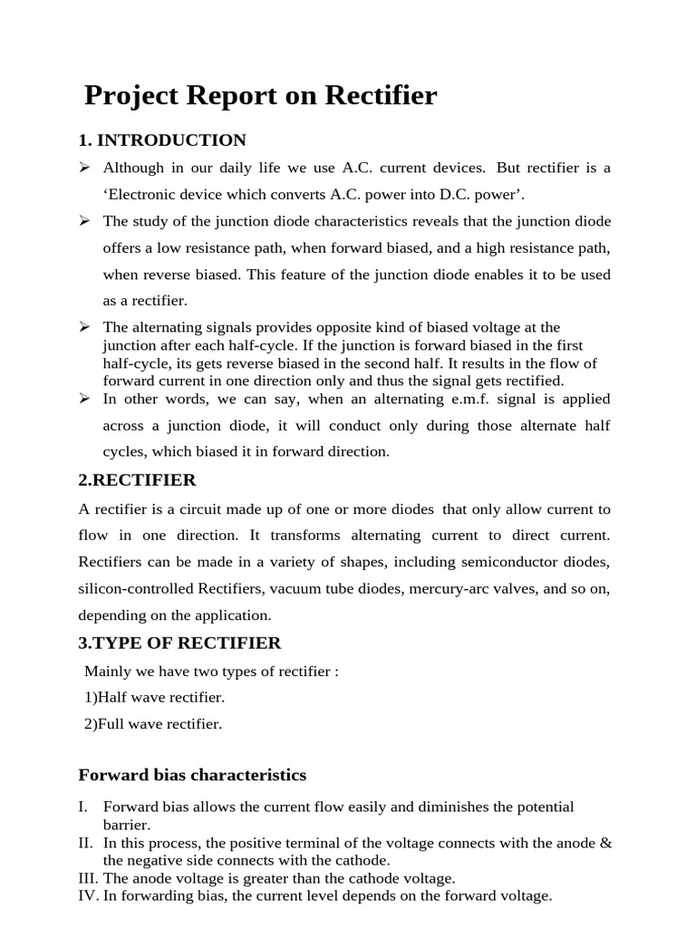 Project Report On Rectifier | PDF