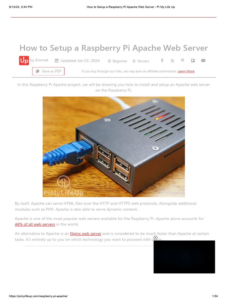 How To Setup A Raspberry Pi Apache Web Server - Pi My Life Up | PDF | World Wide Web | Internet ...