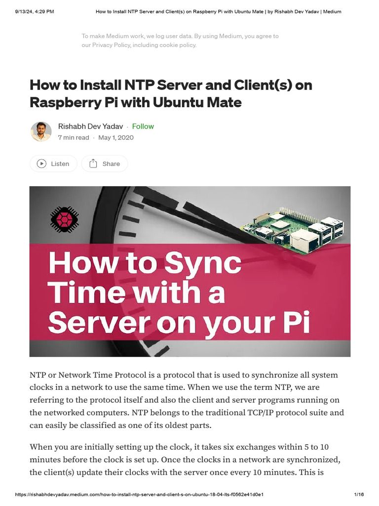 How To Install Ntp Server And Clients On Raspberry Pi With Ubuntu Mate By Rishabh Dev Yadav