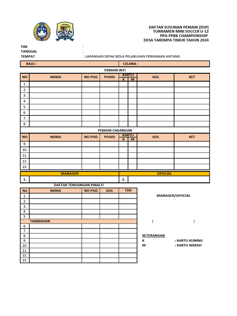 DSP (Daftar Susunan Pemain) | PDF