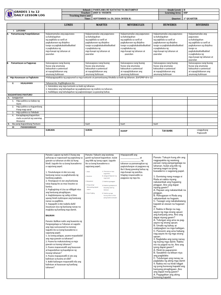 DLL - Esp 2 - Q1 - W8 | PDF