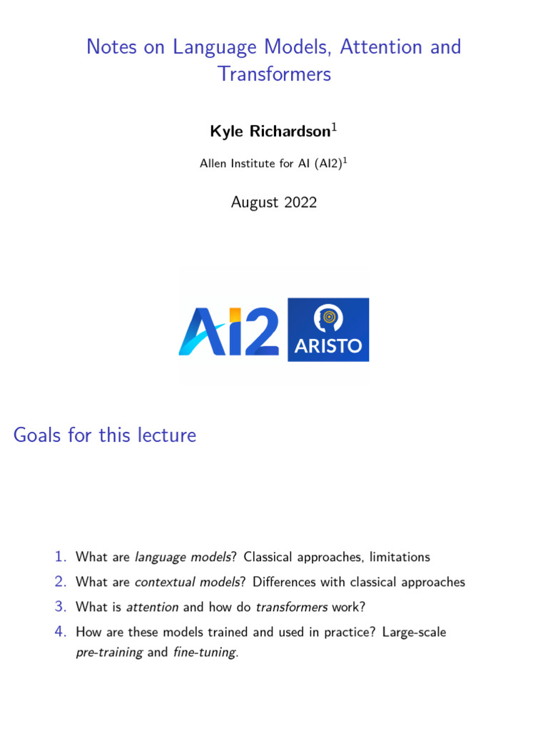 Notes on Language Models, Attention and Transformers | PDF