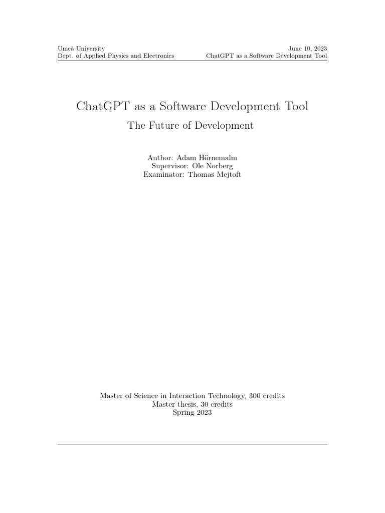 ChatGPT As A Software Development Tool | PDF ChatGPT As A Software Development Tool | PDF