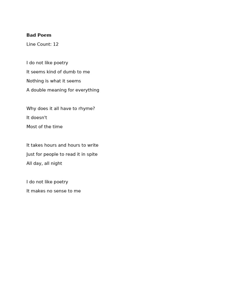 Bad Poem | PDF