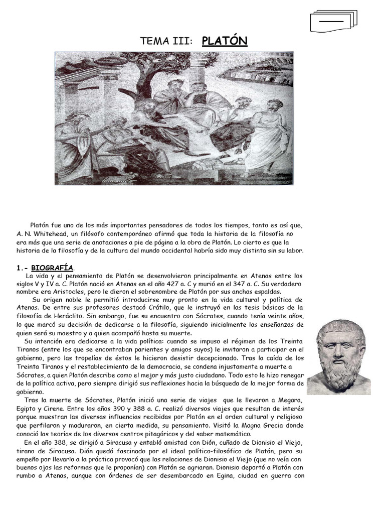 TEMA 3.- PLATÓN | PDF
