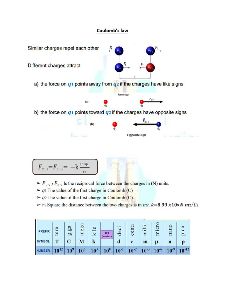Coulomb's Law Worksheet | PDF Coulomb's Law Worksheet | PDF