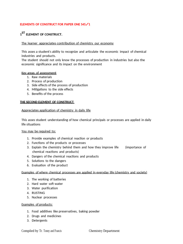 Chemistry 545 1 Elements of Construct | PDF