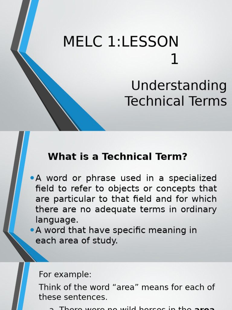 English 10 Quarter 4 Melc 1, Lesson 1 - Understanding Technical Terms | PDF | Cognitive Science ...