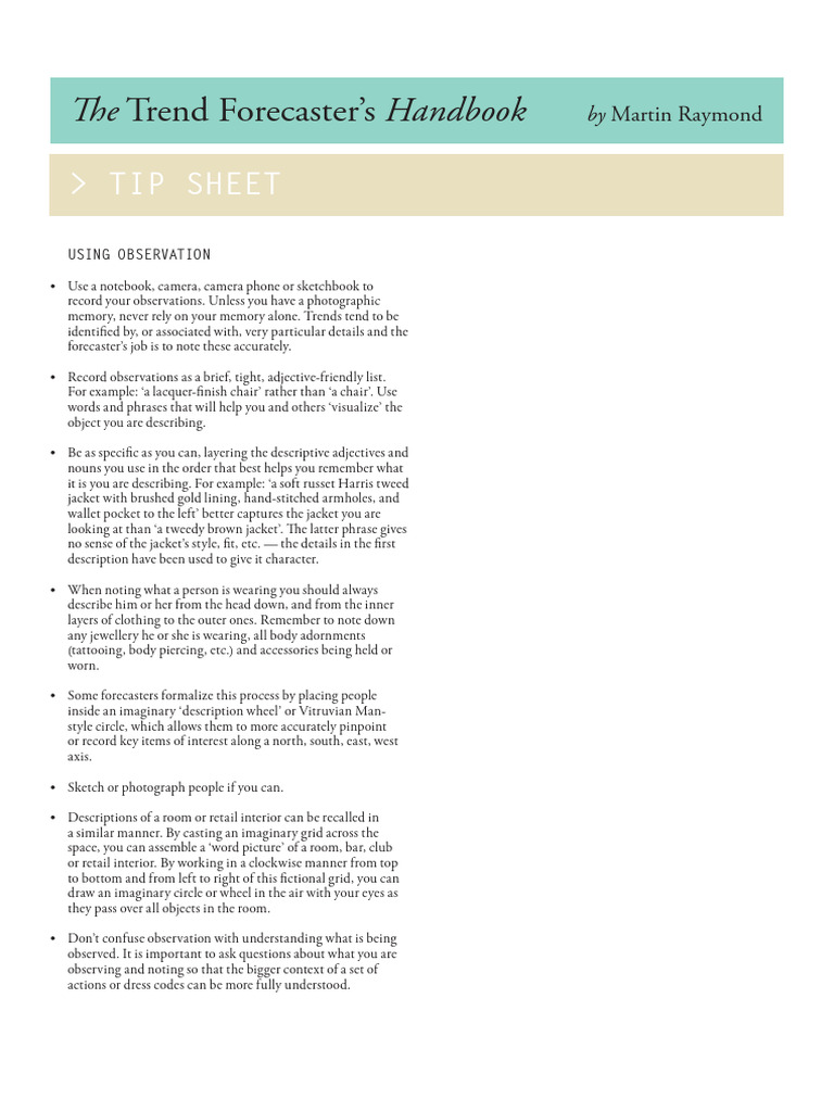 Trend Forecaster TIP Using Observation UK | PDF