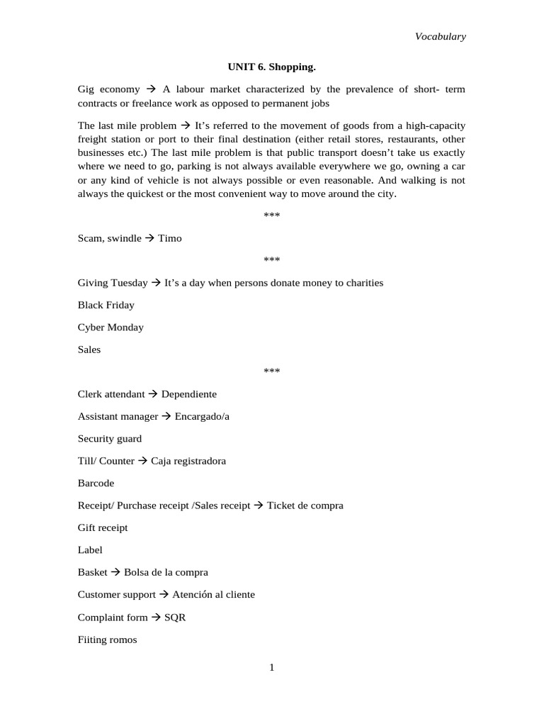 UNIT 6. Shopping | PDF | Business | Law