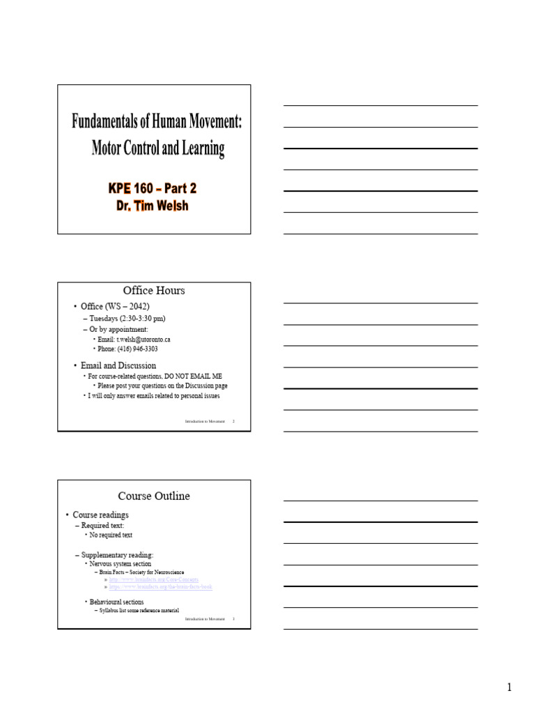 Lecture 1 - Introduction To Movement - For Notes-2 | PDF
