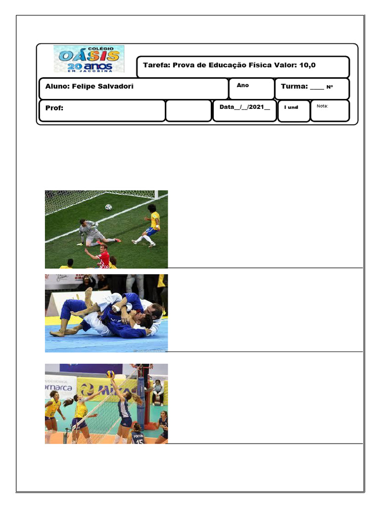 Atividade adaptada - ed. fisica | PDF