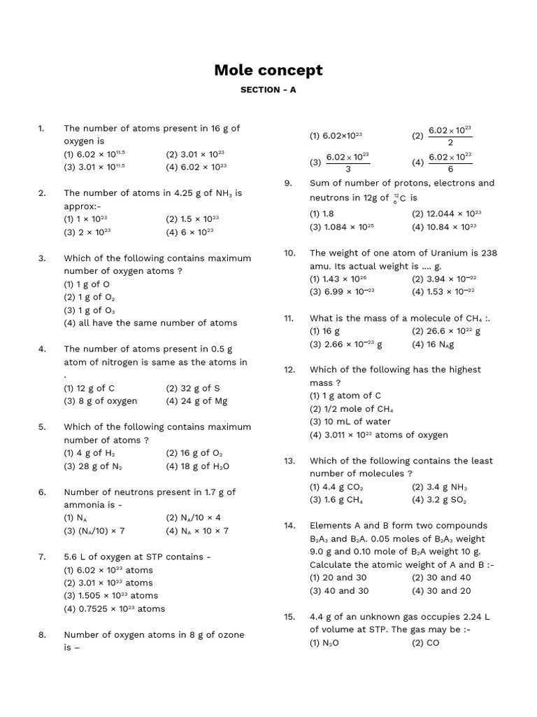 Mole Concept Final | PDF