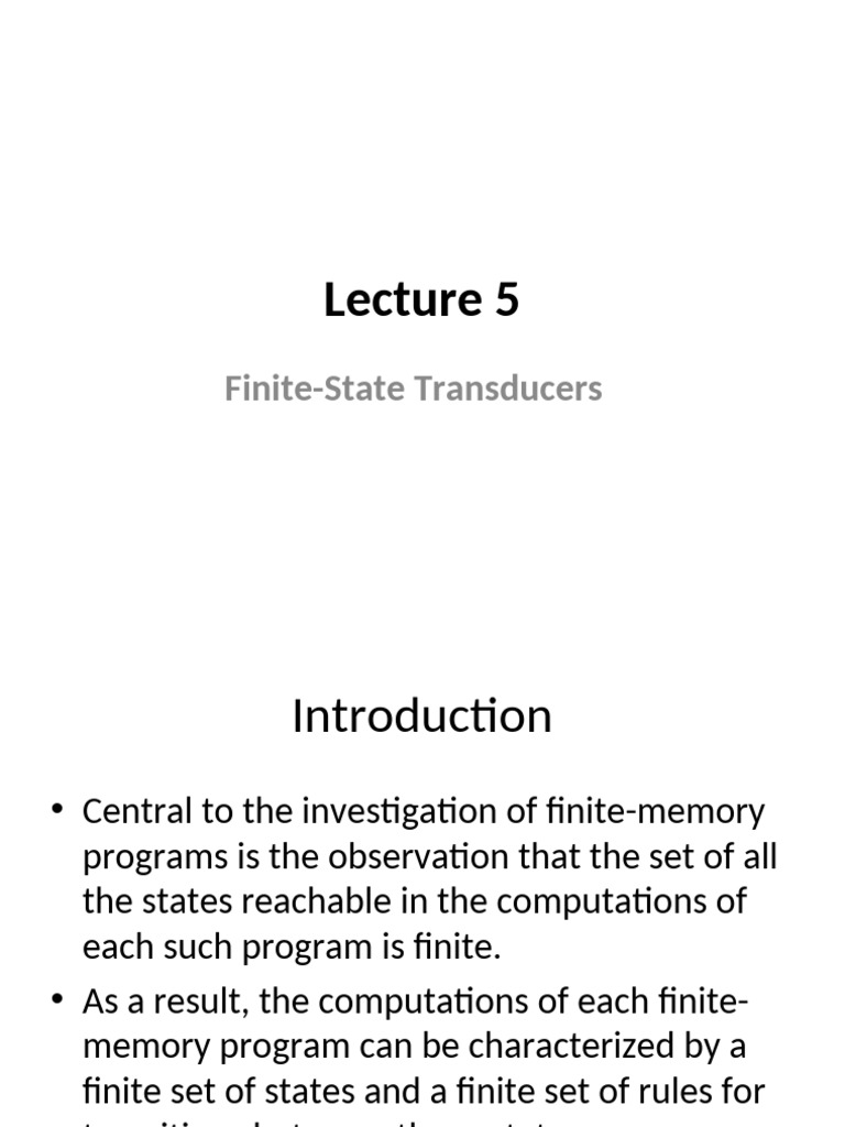 Lecture 5 - Finite-State Transducers | PDF