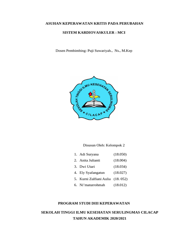 ASUHAN KEPERAWATAN KRITIS PADA PERUBAHAN SISTEM KARDIOVASKULER MCI KEL 2 (Print) | PDF