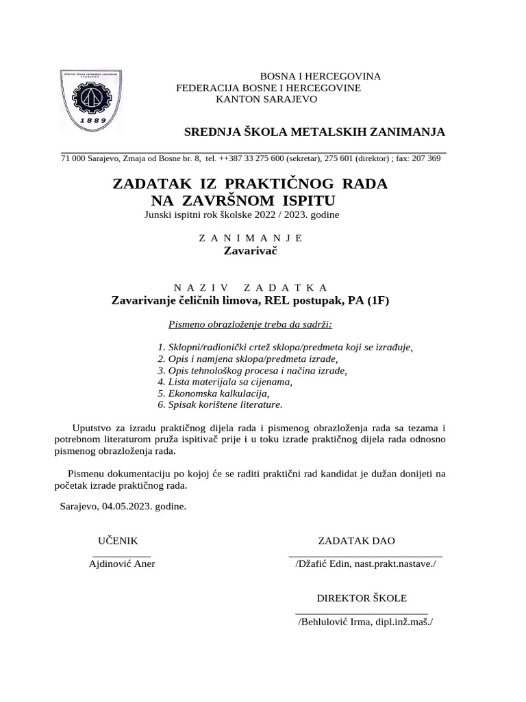 Naziv Zadatka Ajdinović | PDF