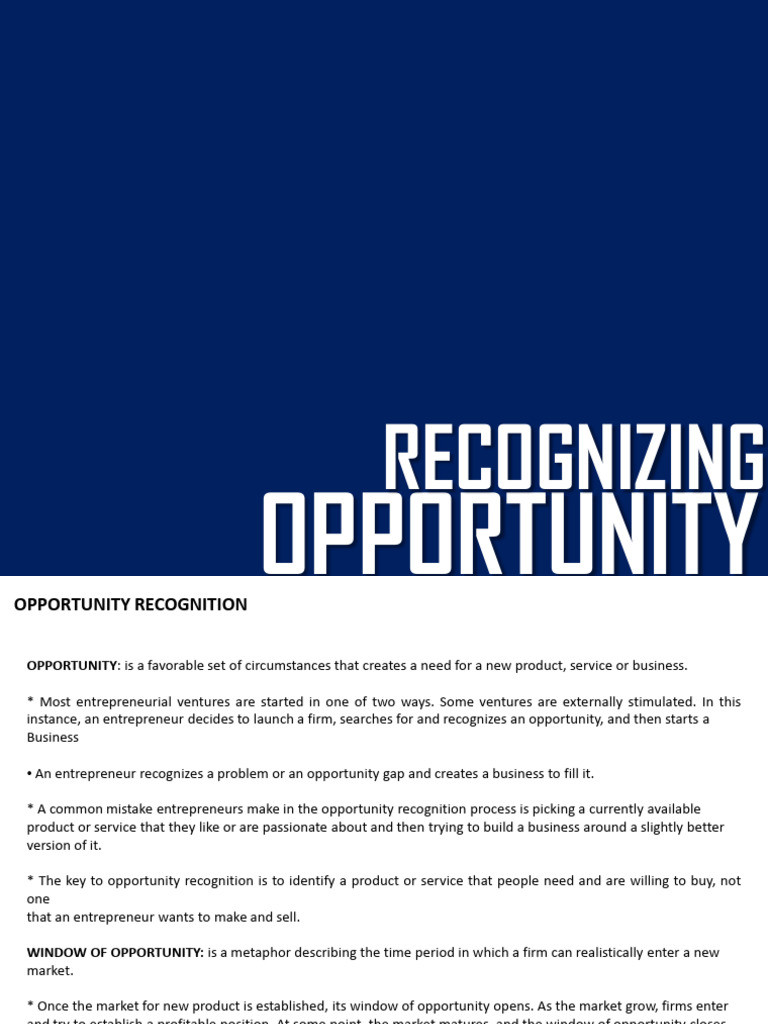 Opportunity Recognition | PDF