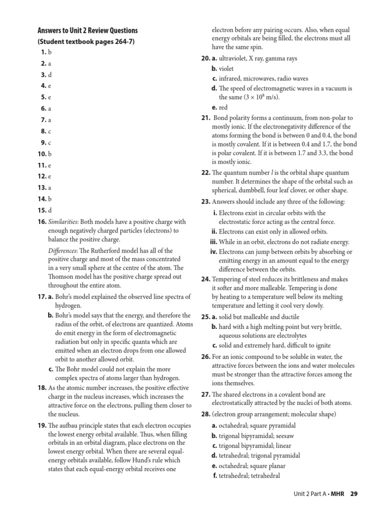 4u Unit 2 Review Answers | PDF