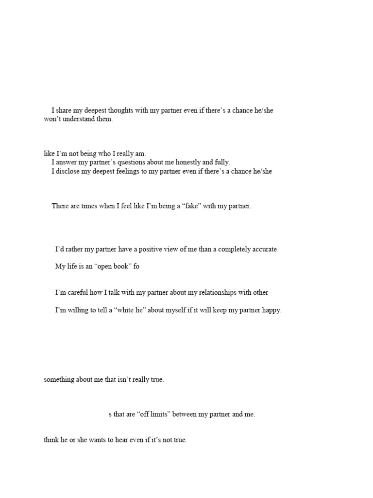 Authenticity in Relationships Scale (AIRS) | PDF