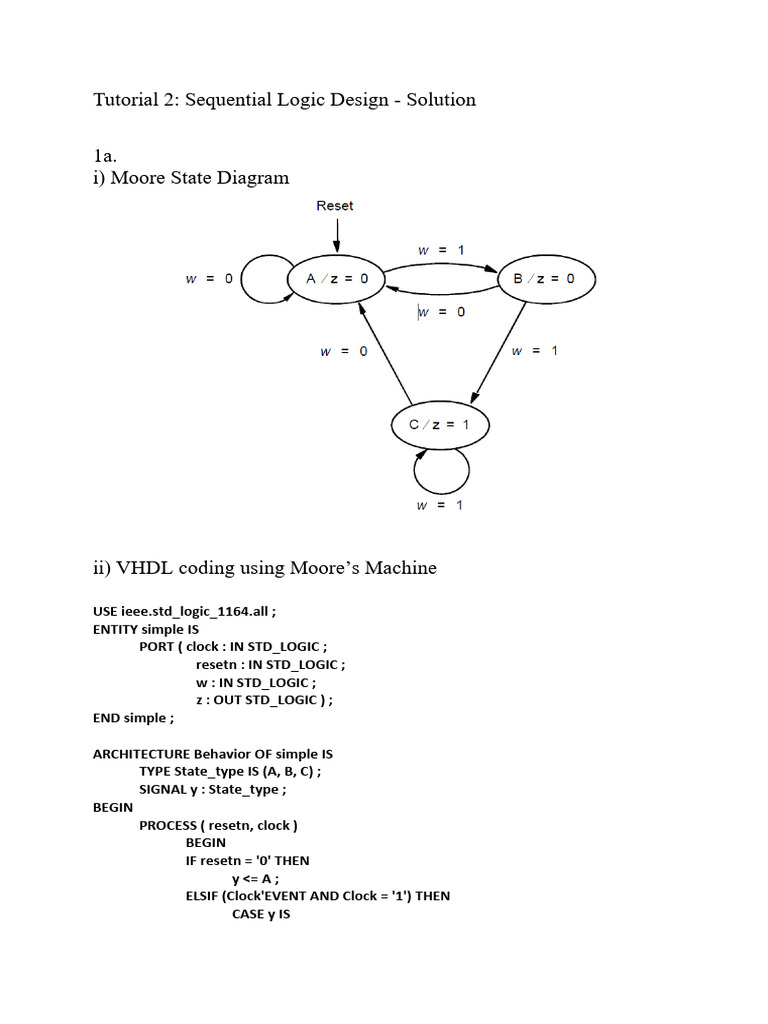 Tutorial 2 - Sequential Logic Design (Solution) | PDF