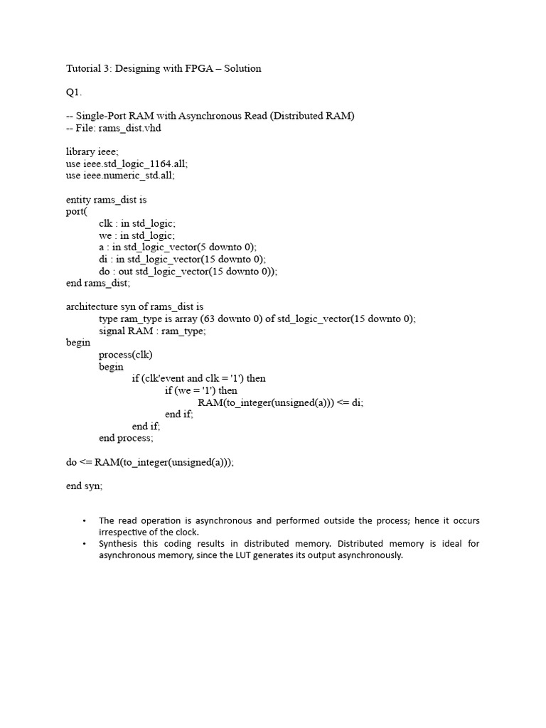 Tutorial 3 - Designing With FPGA (Solution) | PDF