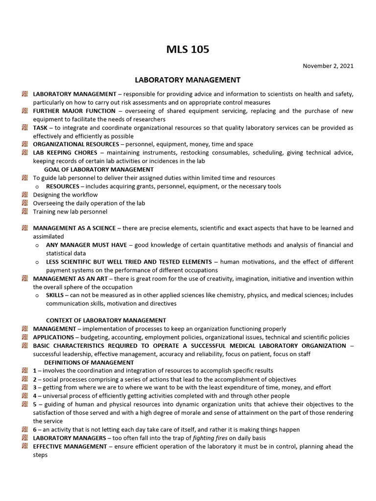 MLS105 Laboratory Management | PDF